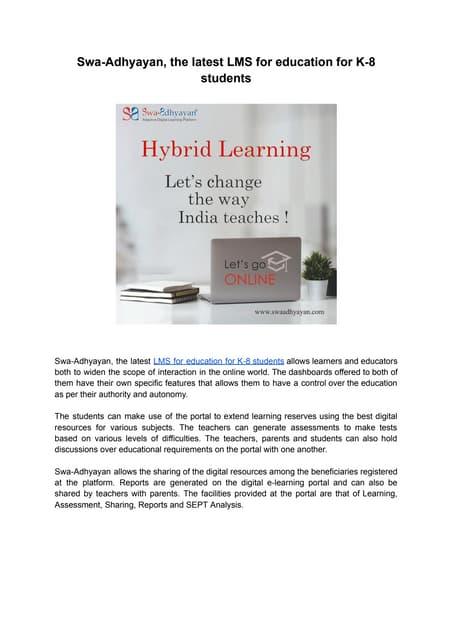 Swa-Adhyayan providing tools for E-Learning assessment.pdf
