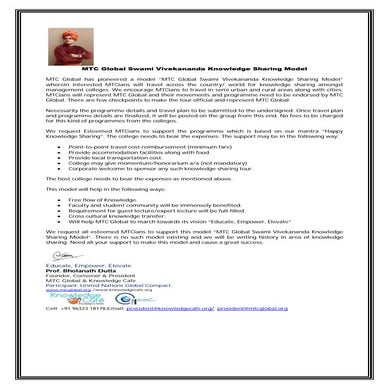Swami vivekananda knowledge sharing model-MTC Global | PDF