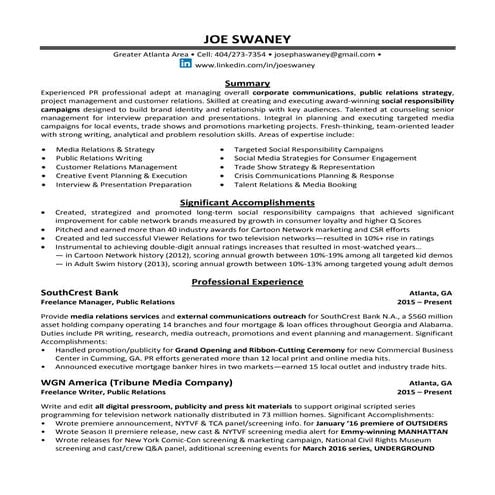 Swaney Resume February 2016 | PDF