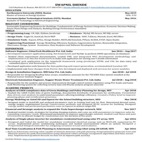 Swapnil shende resume-1a | PDF