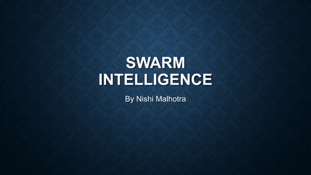 Swarm Intelligence Ppt
