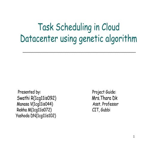 Task Scheduling In Cloud Datacentre Using Genetic Algorithm Ppt 7685