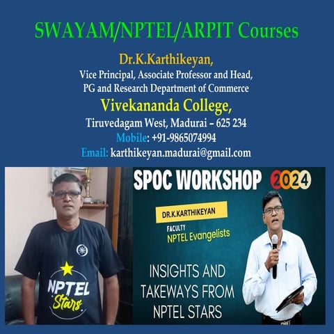 SWAYAM-NPTEL-ARPIT Courses - Dr.K.Karthikeyan.pdf | Education industry | Industries
