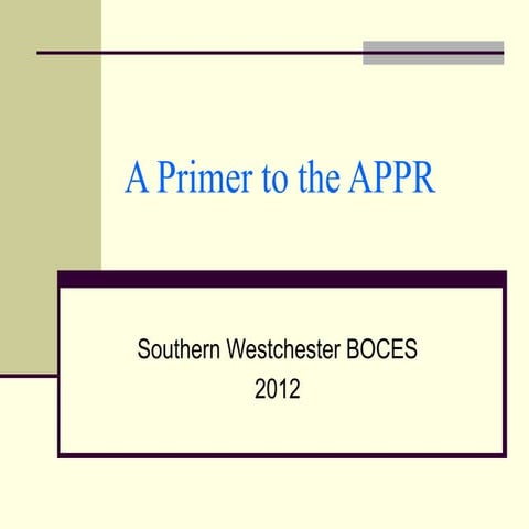 SWBOCES APPR Primer | PPT