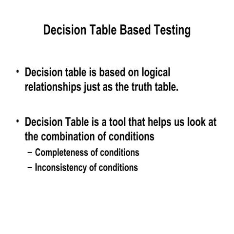 Swe3643 2006 Decision Table Based Testing | PPT
