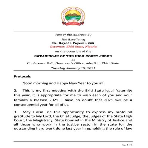 SWEARING-IN OF THE HIGH COURT JUDG | PDF