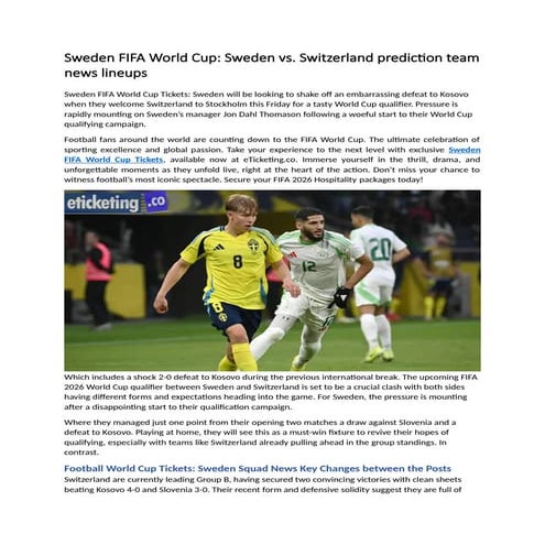 Sweden FIFA World Cup Sweden vs. Switzerland prediction team news ...