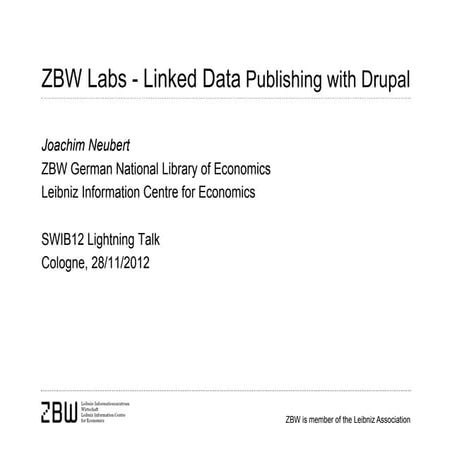 Linked Data Publishing with Drupal (SWIB12 Lightning Talk) | PDF