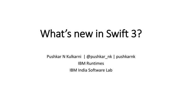 Swift Bengaluru Meetup Slides Ppt