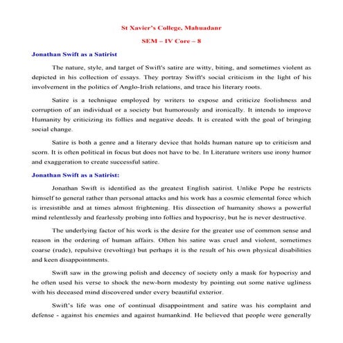 Swift as a satirist | PDF