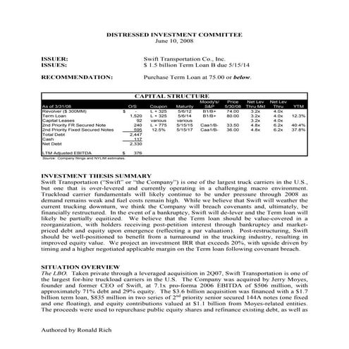 Swift Transportation 080610 | PDF