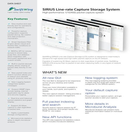 ComWorth' Sirius SwiftWing Hi Performance Capture & Storage Solutions | PDF