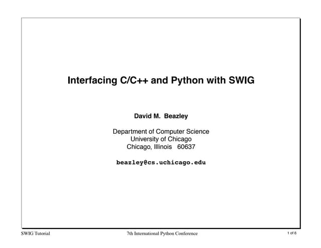 Interfacing Cc And Python With Swig Ppt 6593