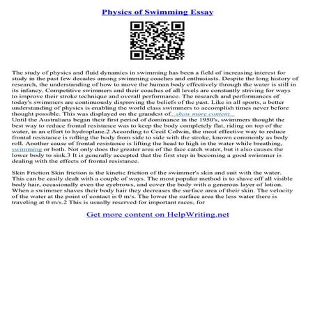 Swimming Essays | PDF | Shaving | Personal Care