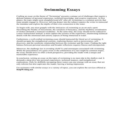 Swimming Essays.pdf | Swimming | Sports