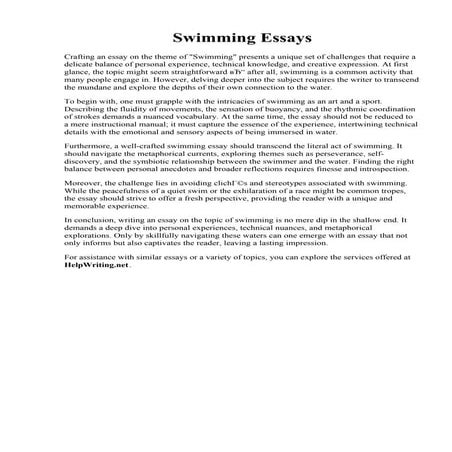Swimming Essays | PDF