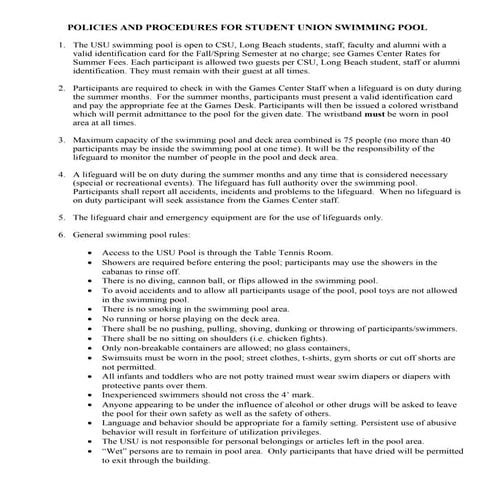 Swimming pool policies | DOC