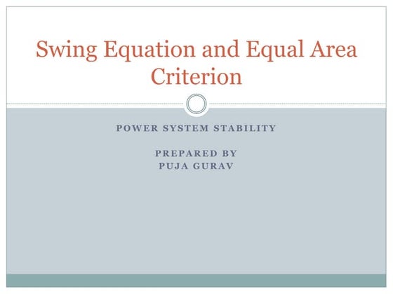 Swing equation | PPTX | Physics | Science