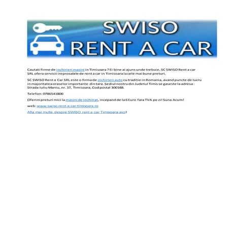 Swiso Rent a Car Timisoara | DOCX