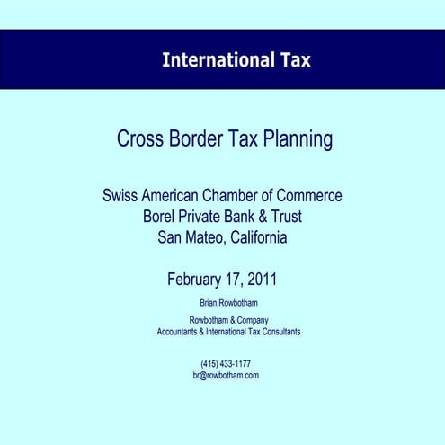 Cross Border Tax Planning | PPT