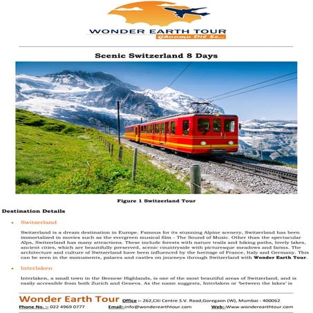 Switzerland Honeymoon Tour From India | PPTX