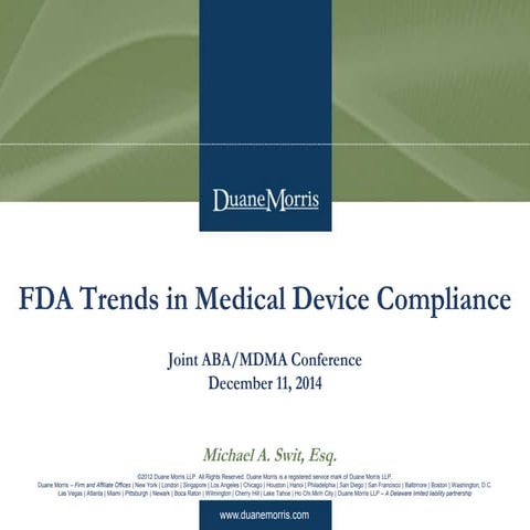 FDA Trends in Medical Device Compliance | PPT