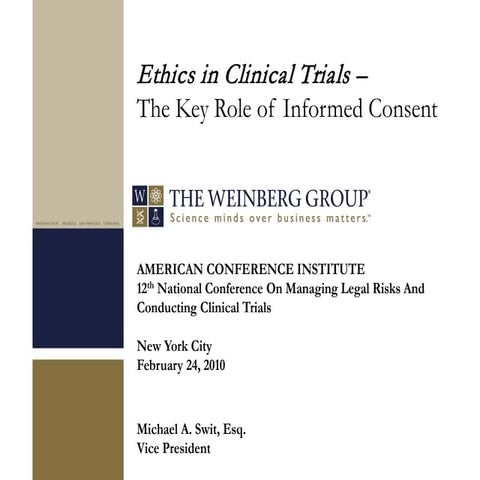 Ethics in Clinical Trials -- The Key Role of Informed Consent | PDF