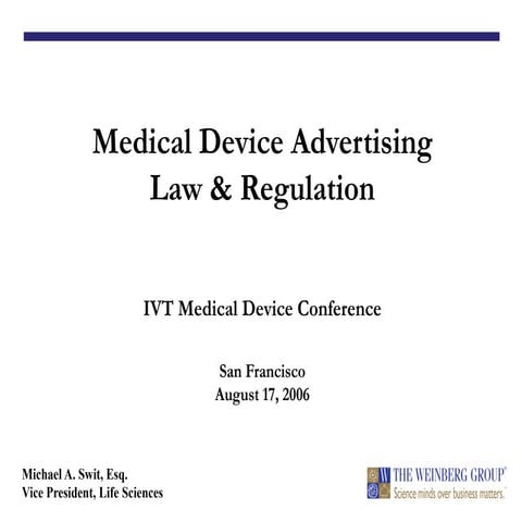 Medical Device Advertising Law & Regulation | PDF