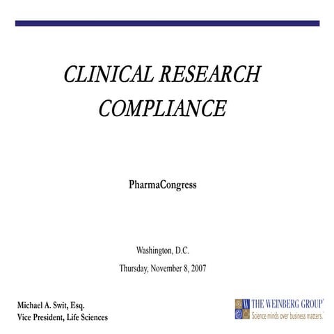 Clinical Research Compliance | PDF