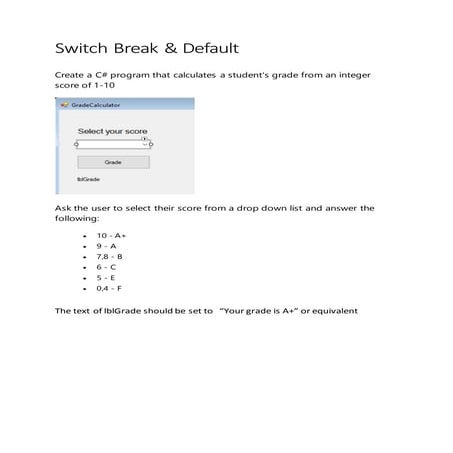 Switch exercise grades | DOCX
