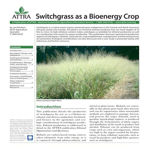 Switchgrass as a Bioenergy Crop | PDF