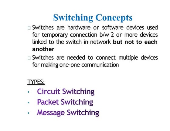 Switching types-circuit, packet and message | PPTX | Computer Networking | Computing