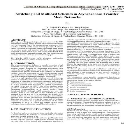 Switching and multicast schemes in asynchronous transfer mode networks ...