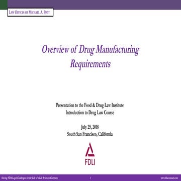 Overview of FDA Drug Manufacturing Requirements | PDF