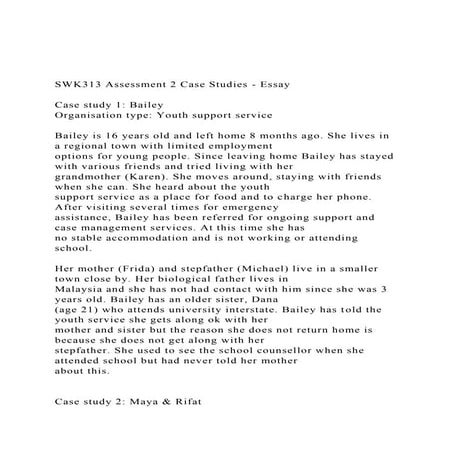 SWK313 Assessment 2 Case Studies - Essay Case study 1 Ba.docx