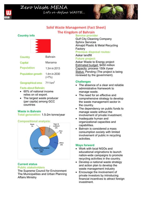 Solid Waste Management (Fact Sheet) - The Kingdom of Saudi Arabia | PDF ...