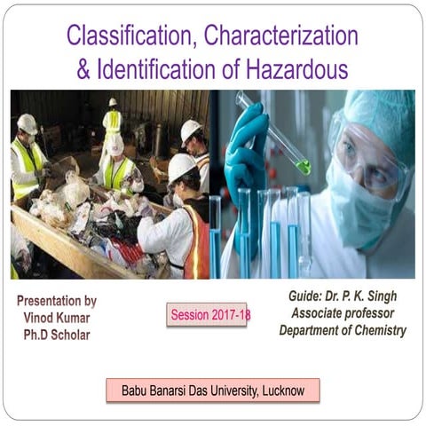 Classification, Characterization & Identification of Hazardous Waste | PPTX
