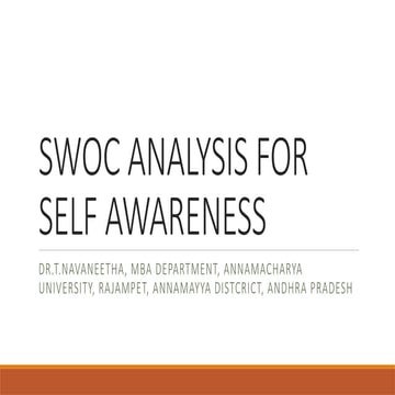 SWOC ANALYSIS FOR SELF AWARENESS IN DESIGN THINKING.pptx
