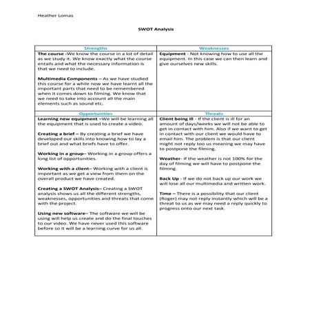 Swot analysis | DOCX