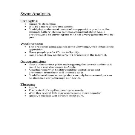 Swot analysis | DOCX