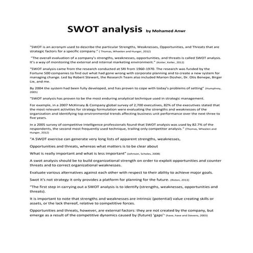 Swot analysis | PDF