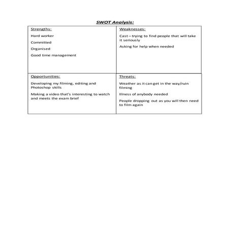 Swot analysis | DOCX