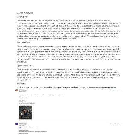 Swot Analysis and Evaluation | DOCX | Screenwriting | Content Production