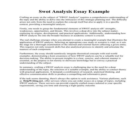 Swot Analysis Essay Example | PDF | Chemistry | Science
