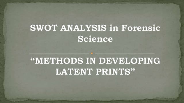 Forensic techniques and crime scene investigation | PPTX