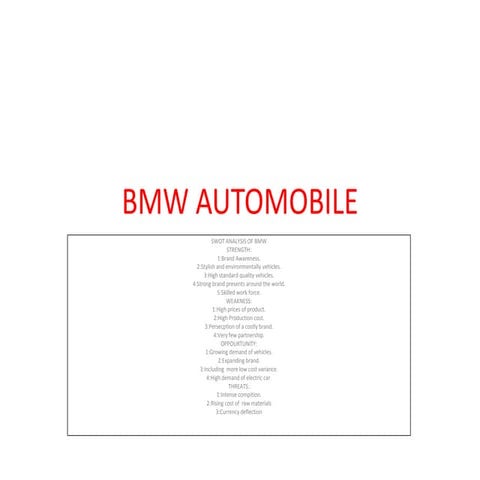 Swot analysis of bmw | PPTX