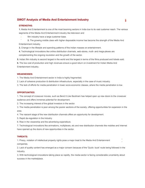 Media & Entertainment industry analysis | PPTX