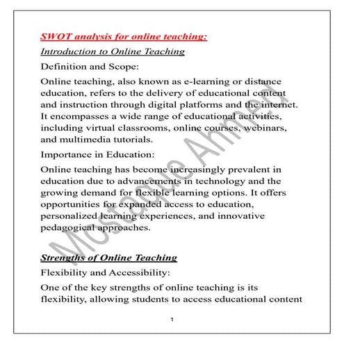 SWOT analysis of Online Teaching....docx