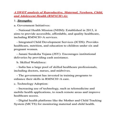 SWOT analysis of RMNCH+A programme.....docx