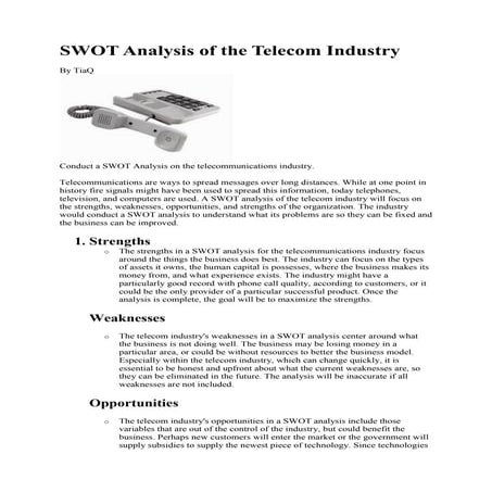 Swot analysis of the telecom industry | PDF